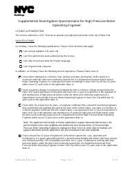 New York City Supplemental Investigation Questionnaire for High ...