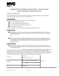 New York City Supplemental Investigation Questionnaire - Private ...