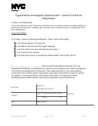 New York City Supplemental Investigation Questionnaire - General ...