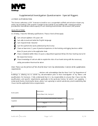 New York City Supplemental Investigation Questionnaire - Special ...