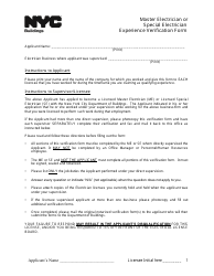 New York City Master Electrician or Special Electrician Experience ...