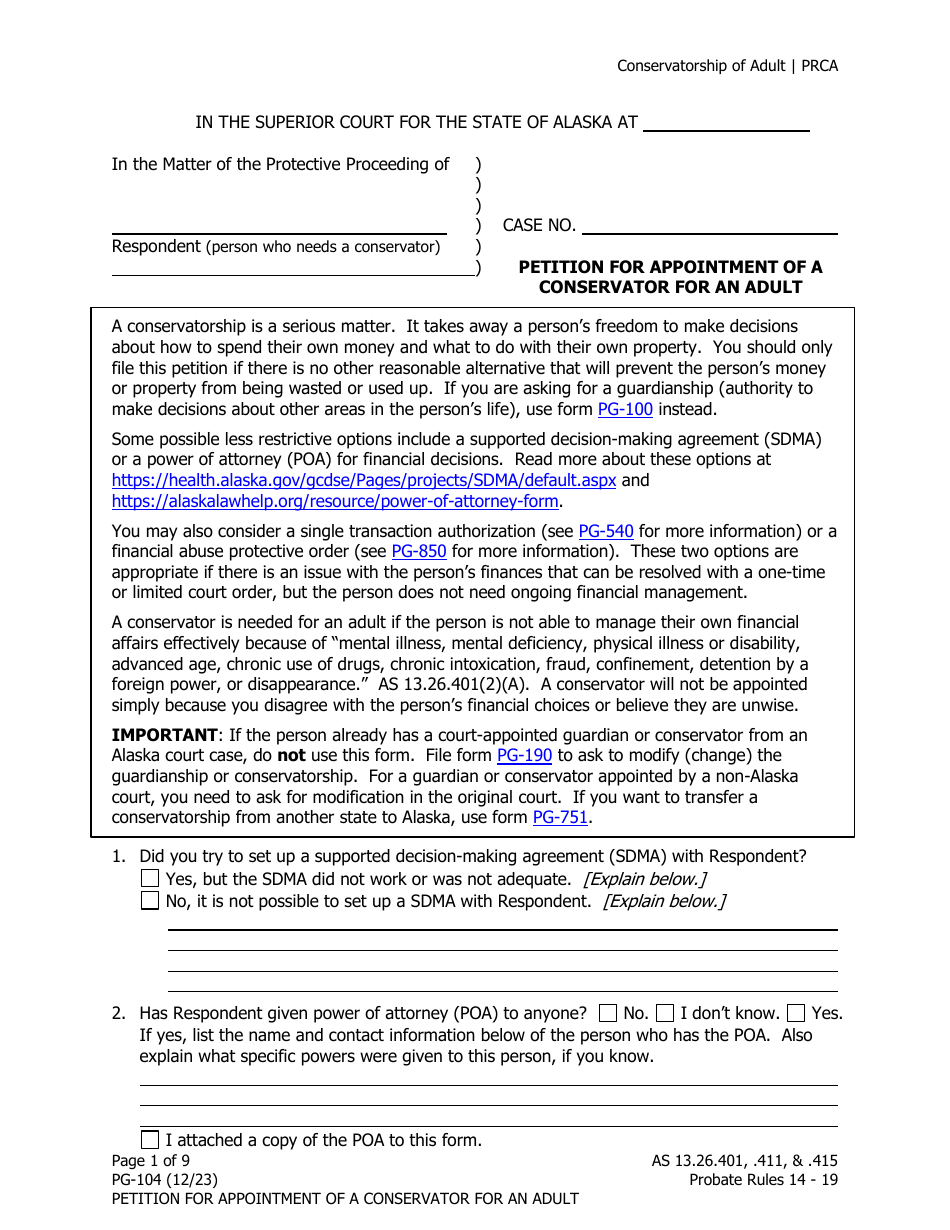 Form PG-104 Download Fillable PDF or Fill Online Petition for ...