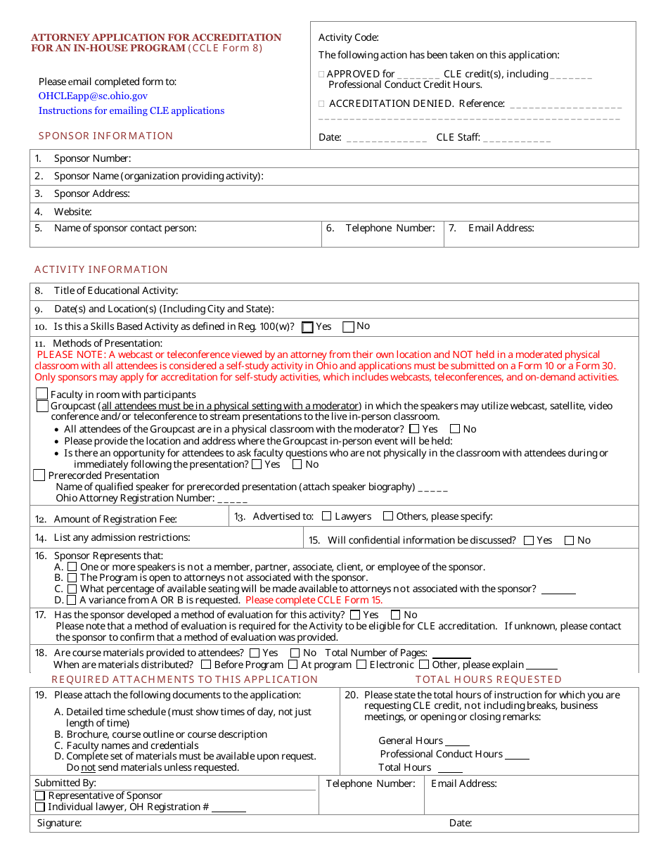 CCLE Form 8 - Fill Out, Sign Online and Download Fillable PDF, Ohio ...