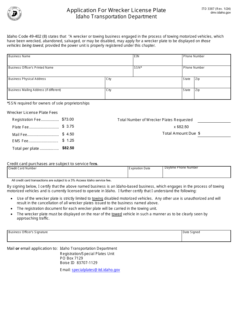 Form ITD3387 Download Fillable PDF or Fill Online Application for ...