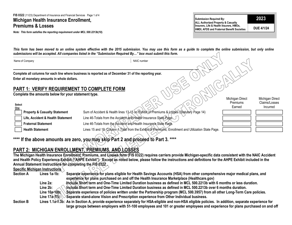 Form FIS0322 Download Printable PDF or Fill Online Michigan Health ...