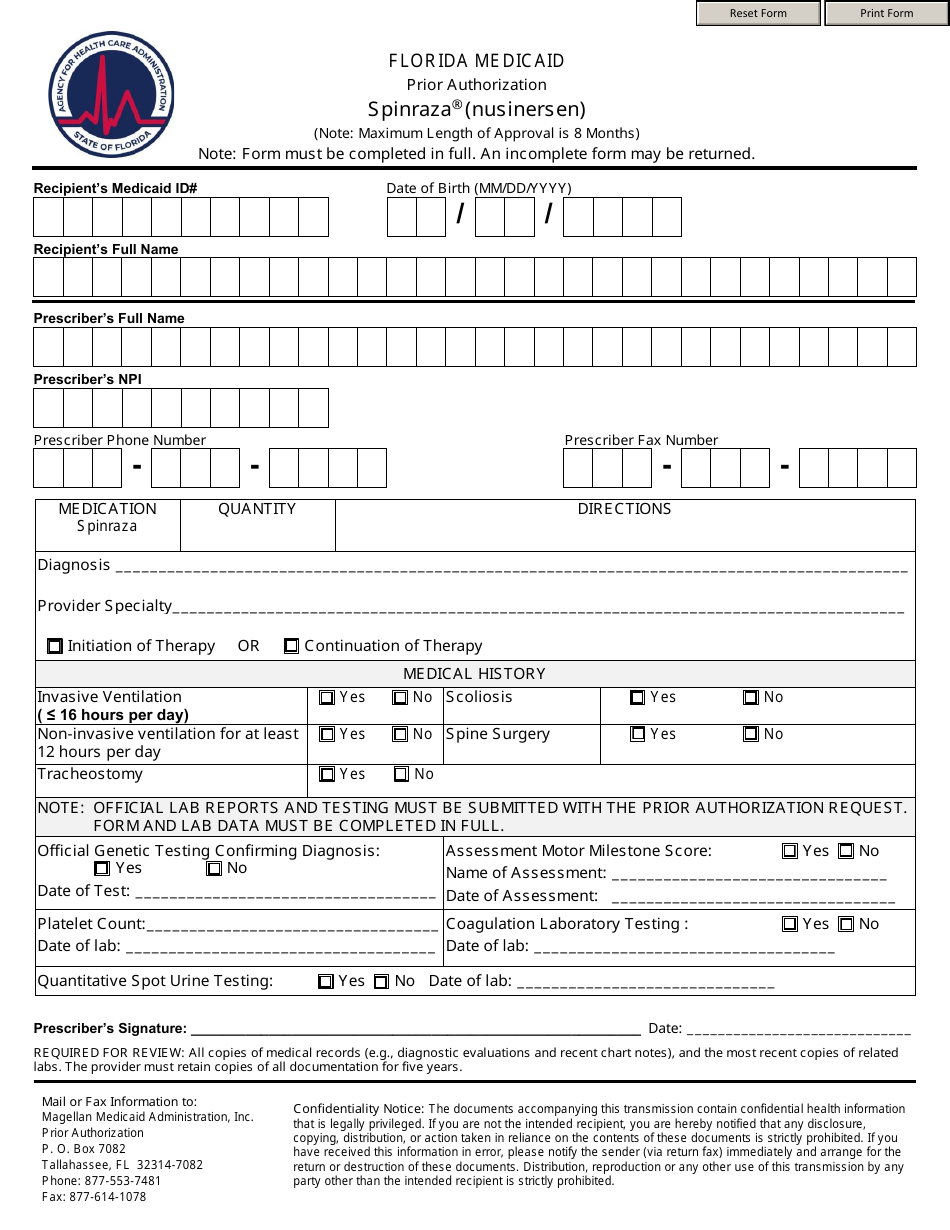 Florida Florida Medicaid Prior Authorization - Spinraza (Nusinersen ...