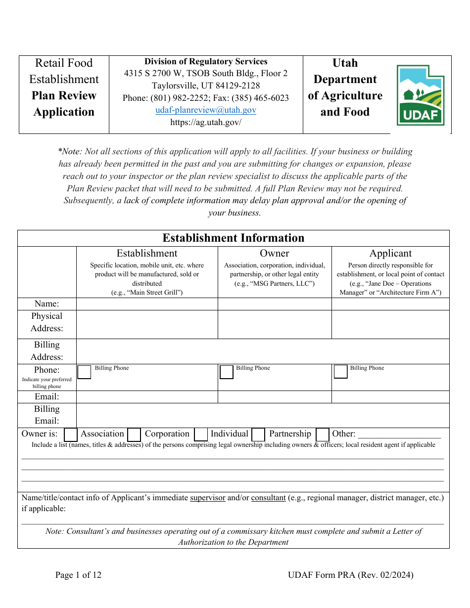UDAF Form PRA - Fill Out, Sign Online and Download Fillable PDF, Utah ...
