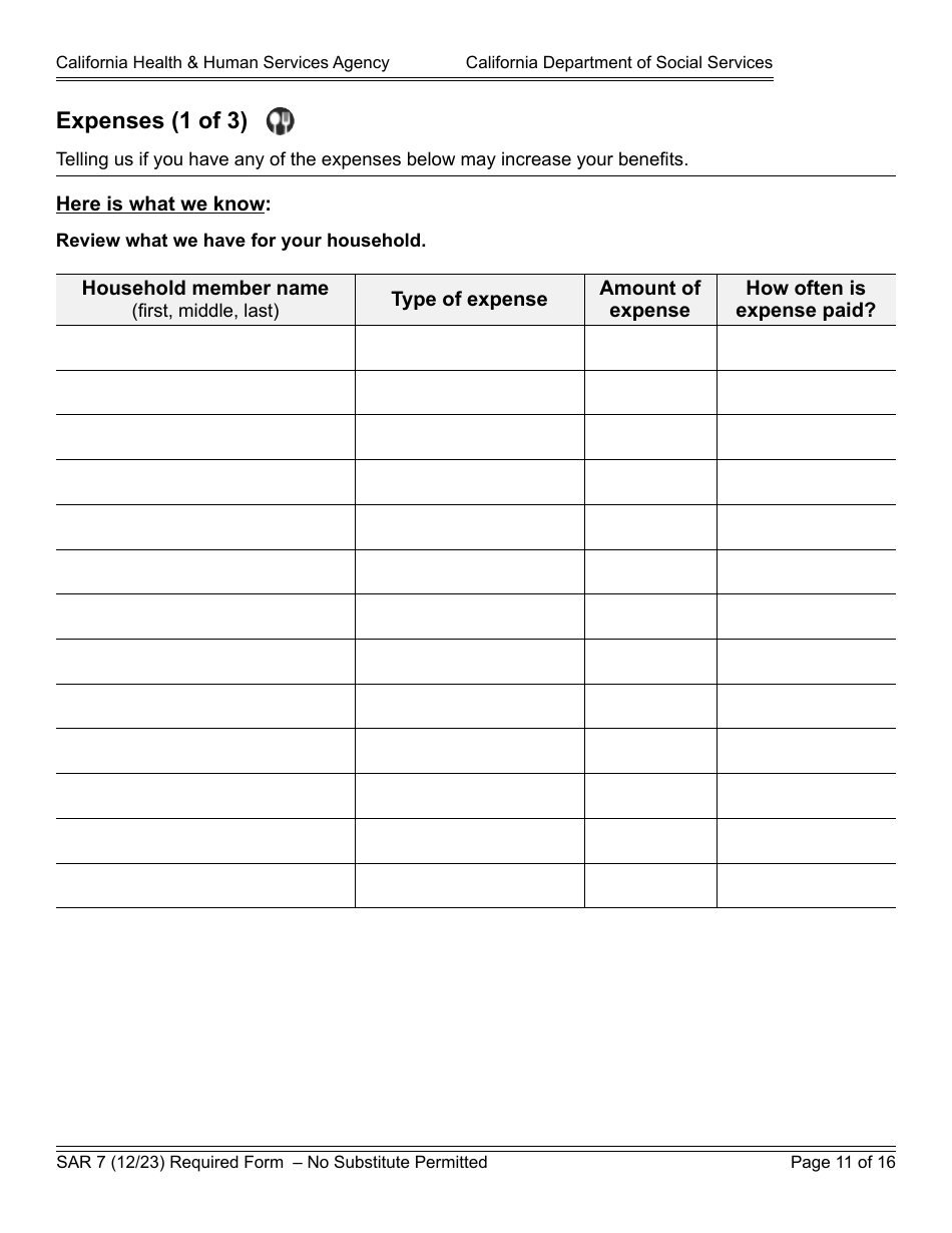 Form SAR7 Download Fillable PDF Or Fill Online Eligibility Status form-sar7-download-fillable-pdf-or-fill-online-eligibility-status