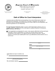 Wisconsin Oath of Office for Court Interpreters - Fill Out, Sign Online and Download PDF ...