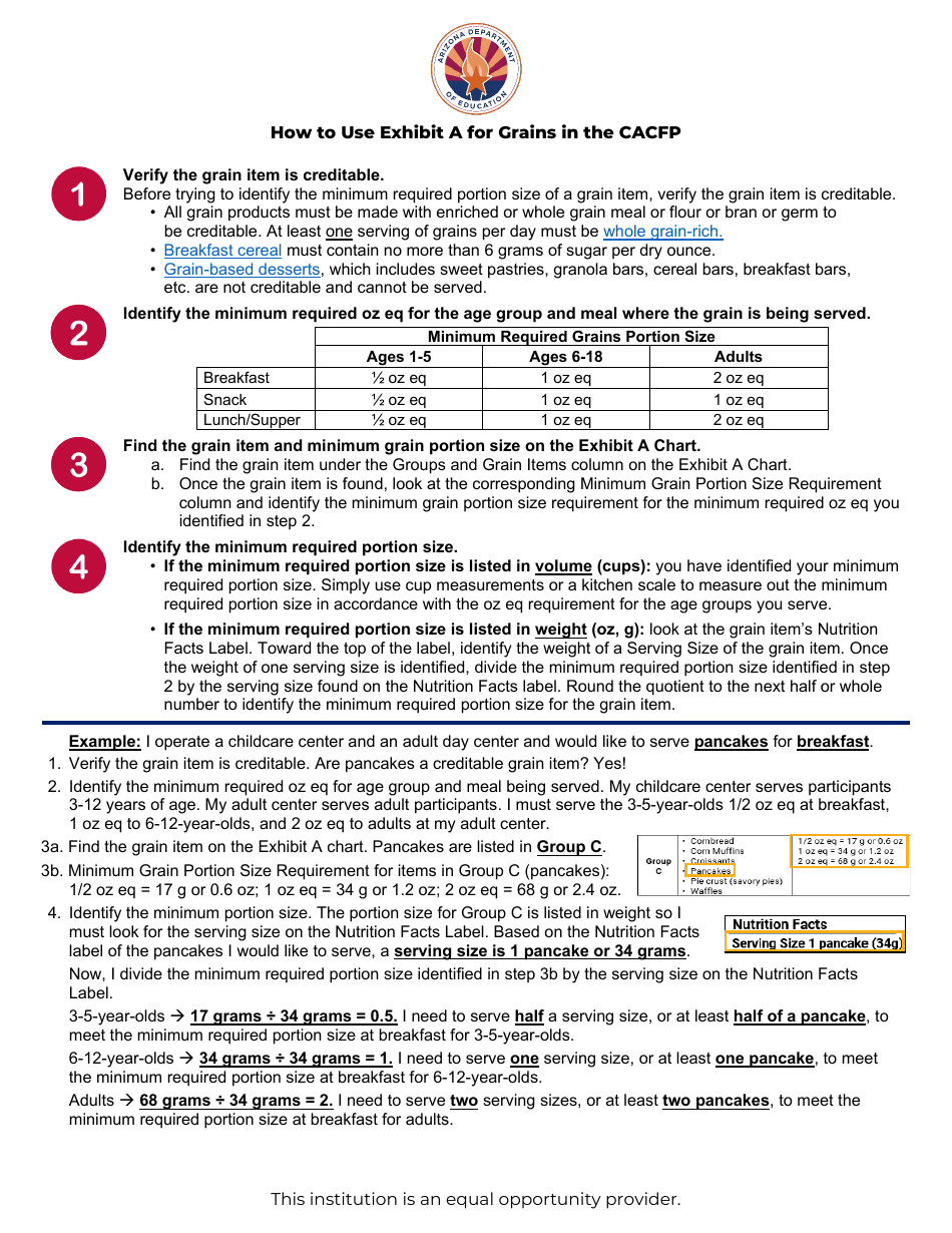 Arizona Grain Requirement for the Cacfp - Fill Out, Sign Online and ...
