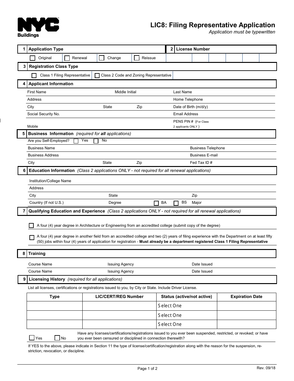Form LIC8 - Fill Out, Sign Online and Download Fillable PDF, New York ...