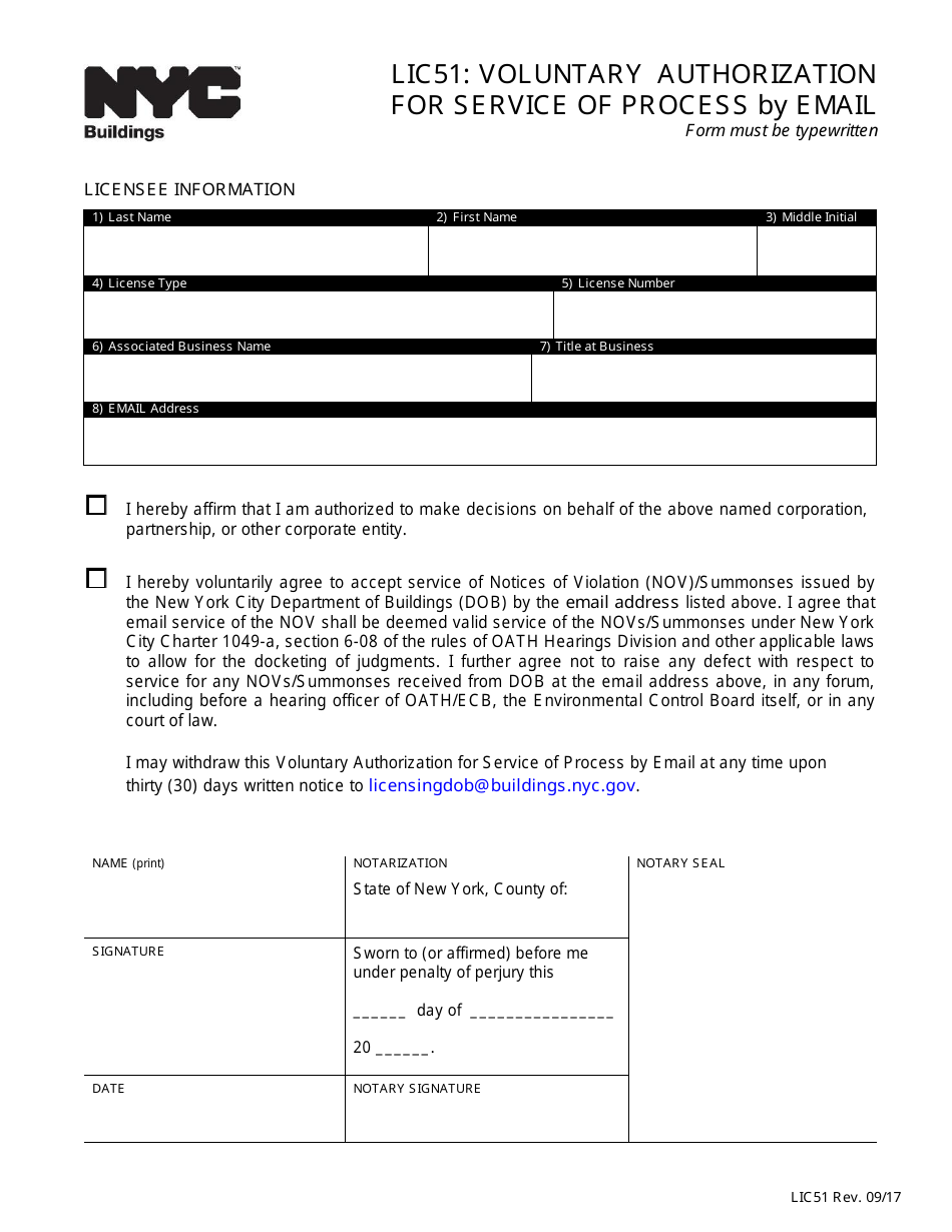 Form LIC51 - Fill Out, Sign Online and Download Fillable PDF, New York ...