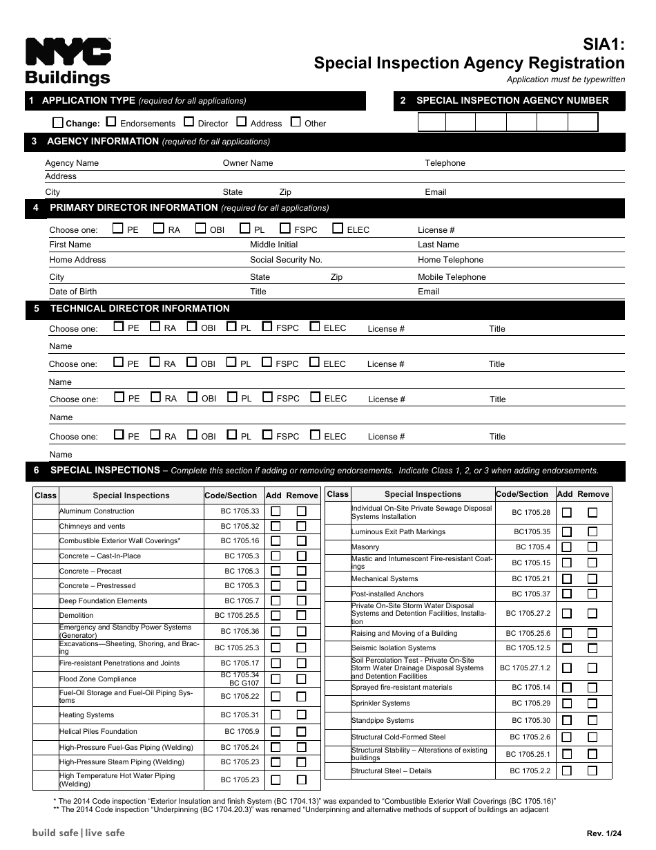 Form SIA1 - Fill Out, Sign Online and Download Fillable PDF, New York ...