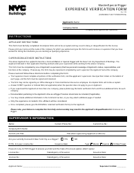 New York City Master/Special Rigger Experience Verification Form - Fill ...