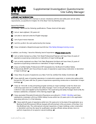 New York City Supplemental Investigation Questionnaire: Site Safety ...