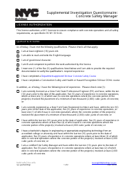 New York City Supplemental Investigation Questionnaire: Concrete Safety ...