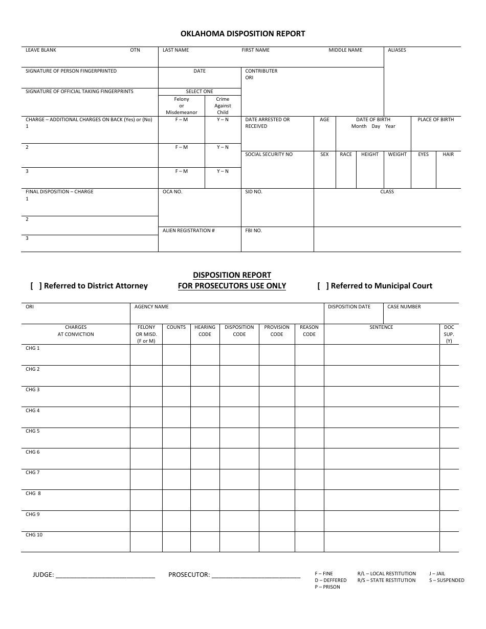 Oklahoma Oklahoma Disposition Report - Fill Out, Sign Online and ...