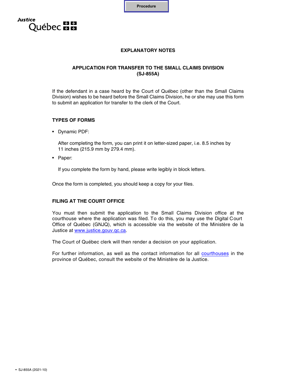 Form SJ-855A Download Fillable PDF or Fill Online Application for ...