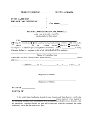 Alabama Authorization for Release Affidavit (Individual(S) or Parent(S ...