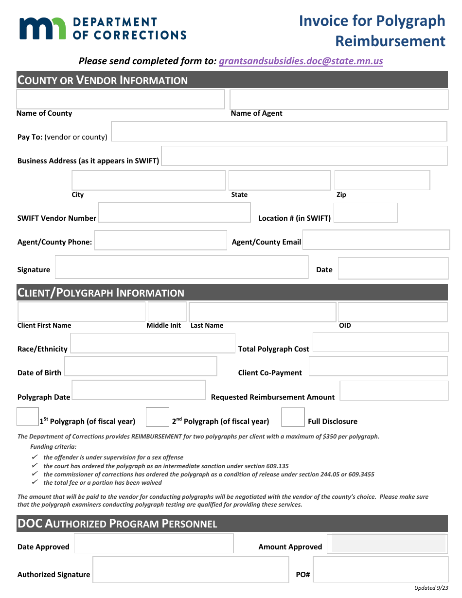 Minnesota Invoice for Polygraph Reimbursement - Fill Out, Sign Online ...