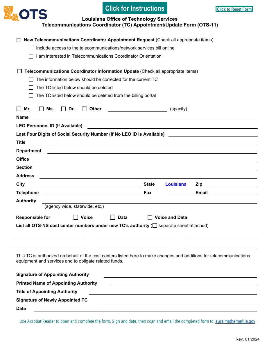 Form OTS-11 - Fill Out, Sign Online and Download Fillable PDF, Louisiana | Templateroller