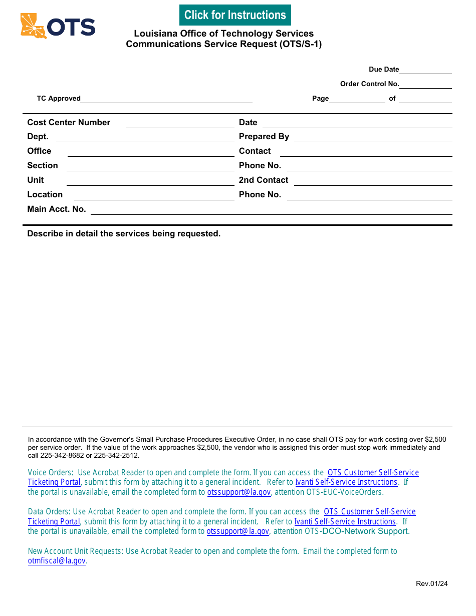 Form OTS/S-1 - Fill Out, Sign Online and Download Fillable PDF, Louisiana | Templateroller