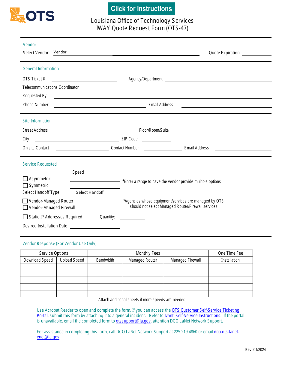 Form OTS-47 - Fill Out, Sign Online and Download Fillable PDF, Louisiana | Templateroller
