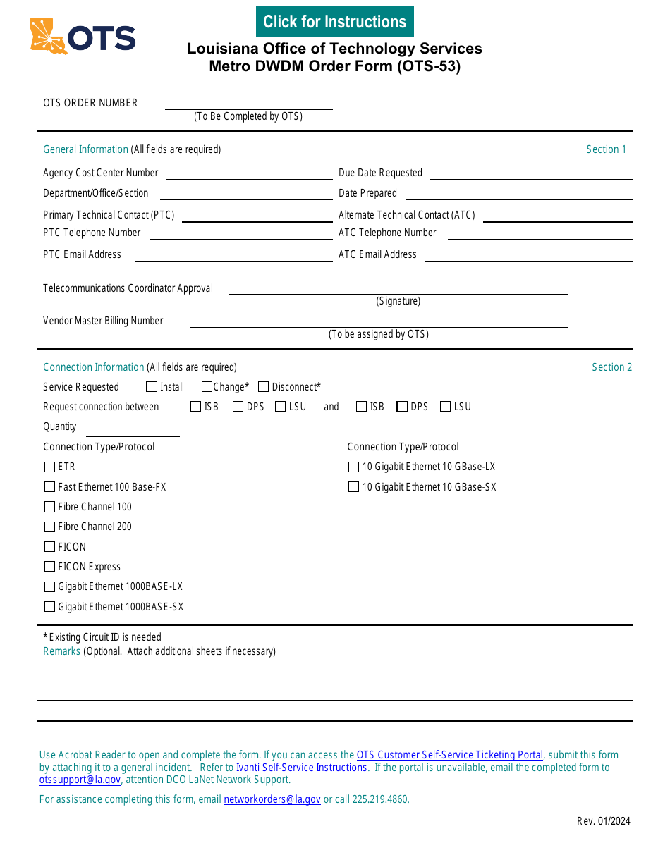 Form OTS-53 - Fill Out, Sign Online and Download Fillable PDF, Louisiana | Templateroller