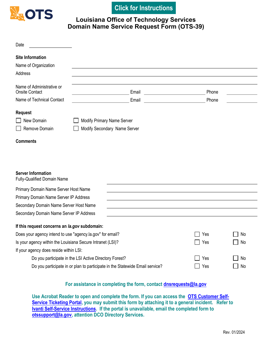 Form OTS-39 - Fill Out, Sign Online and Download Fillable PDF ...