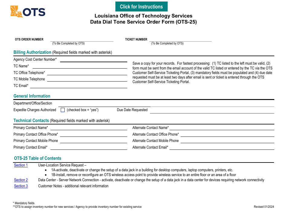 Form OTS-25 - Fill Out, Sign Online and Download Fillable PDF ...