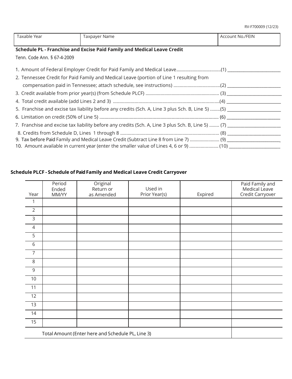 Form RV-F700009 Schedule PL - Fill Out, Sign Online and Download ...