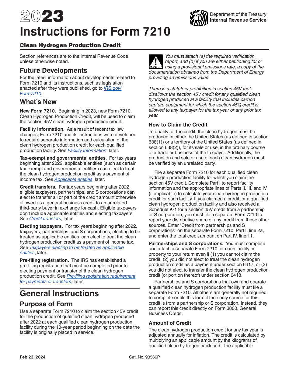 Download Instructions for IRS Form 7210 Clean Hydrogen Production ...