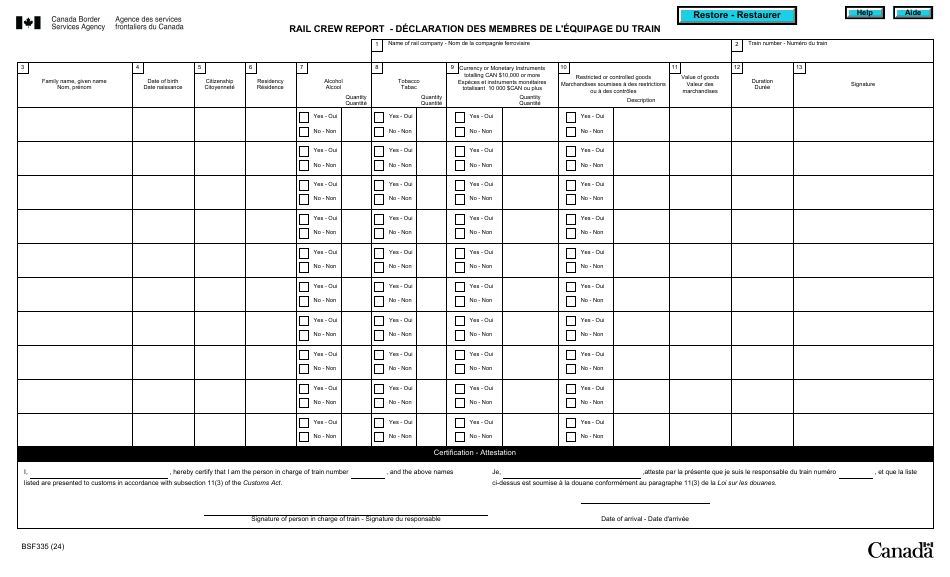 Form BSF335 - Fill Out, Sign Online and Download Fillable PDF, Canada ...