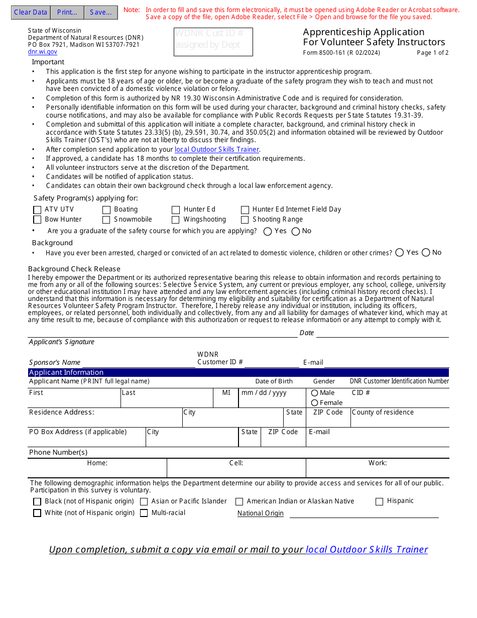 Form 8500-161 Download Fillable PDF or Fill Online Apprenticeship ...