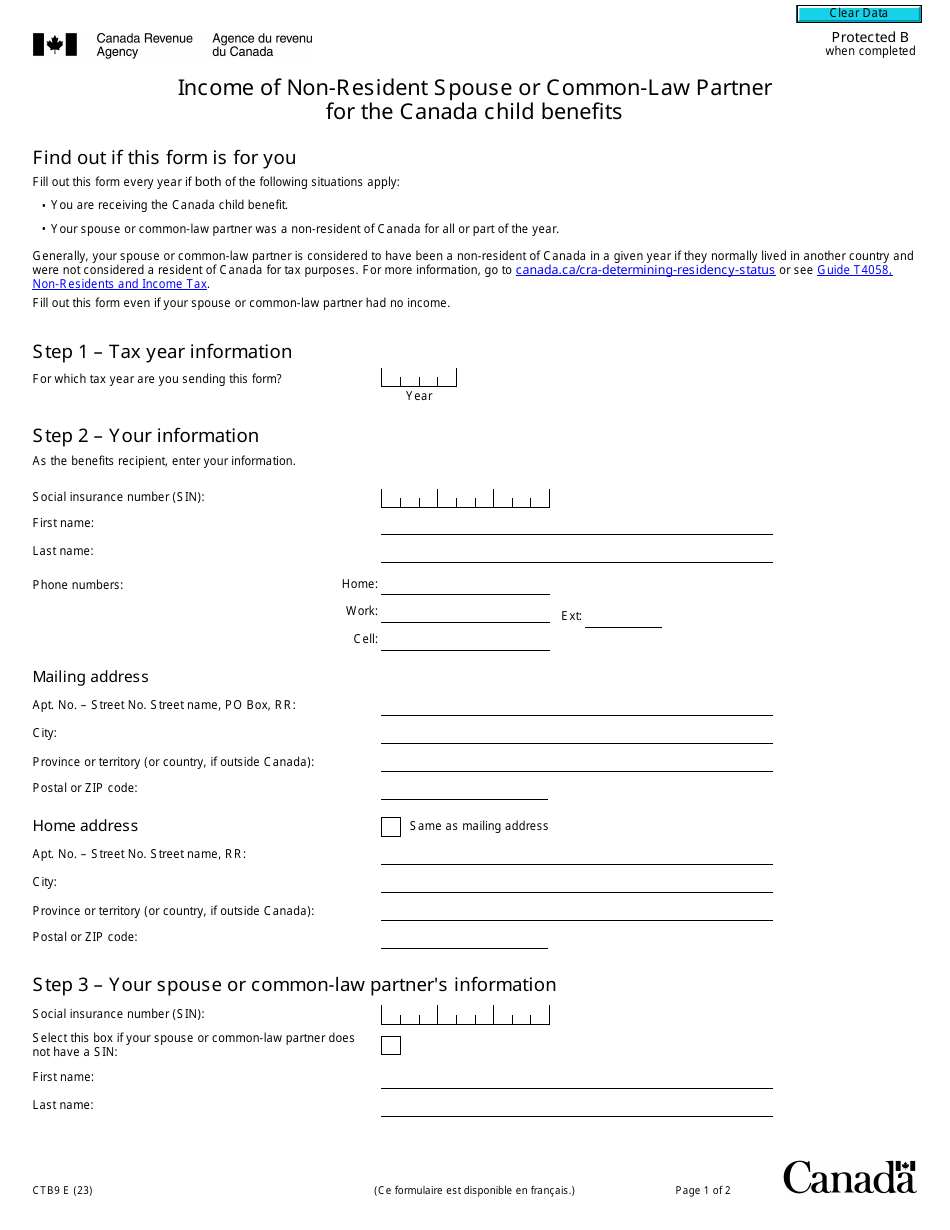 Form CTB9 Download Fillable PDF or Fill Online Income of Non-resident ...
