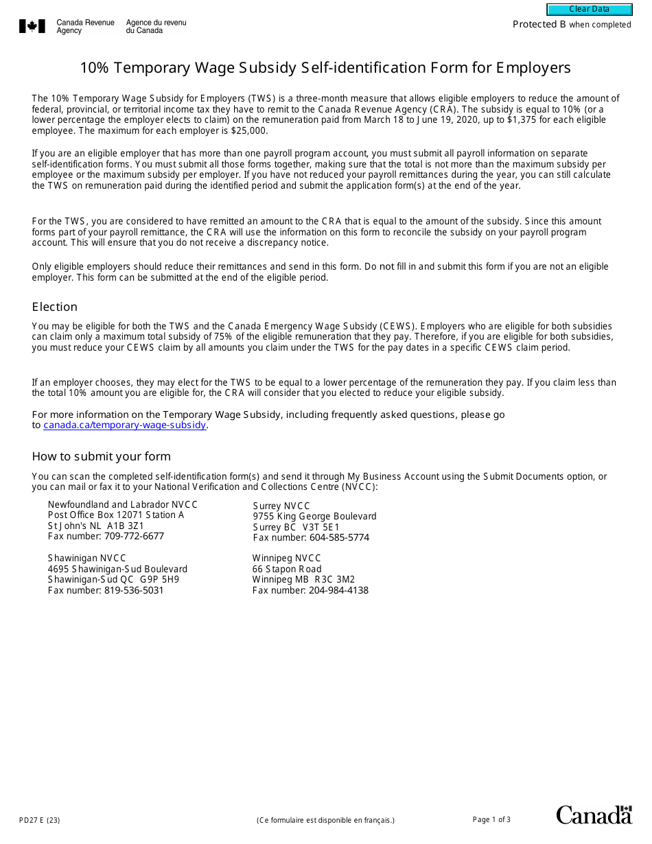 Form PD27 Download Fillable PDF or Fill Online 10% Temporary Wage ...