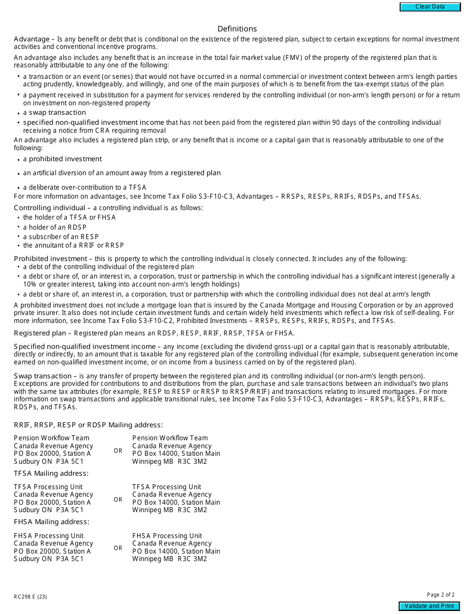 Form RC298 Download Fillable PDF or Fill Online Advantage Tax Return ...