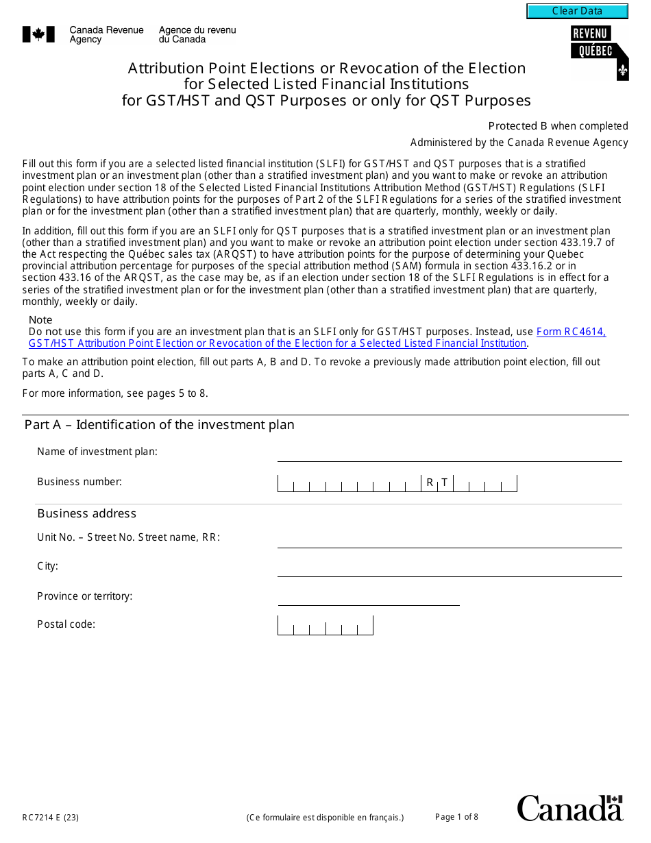 Form RC7214 Download Fillable PDF or Fill Online Attribution Point ...