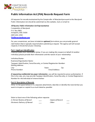 Maryland Public Information Act (Pia) Records Request Form - Fill Out, Sign Online and Download ...