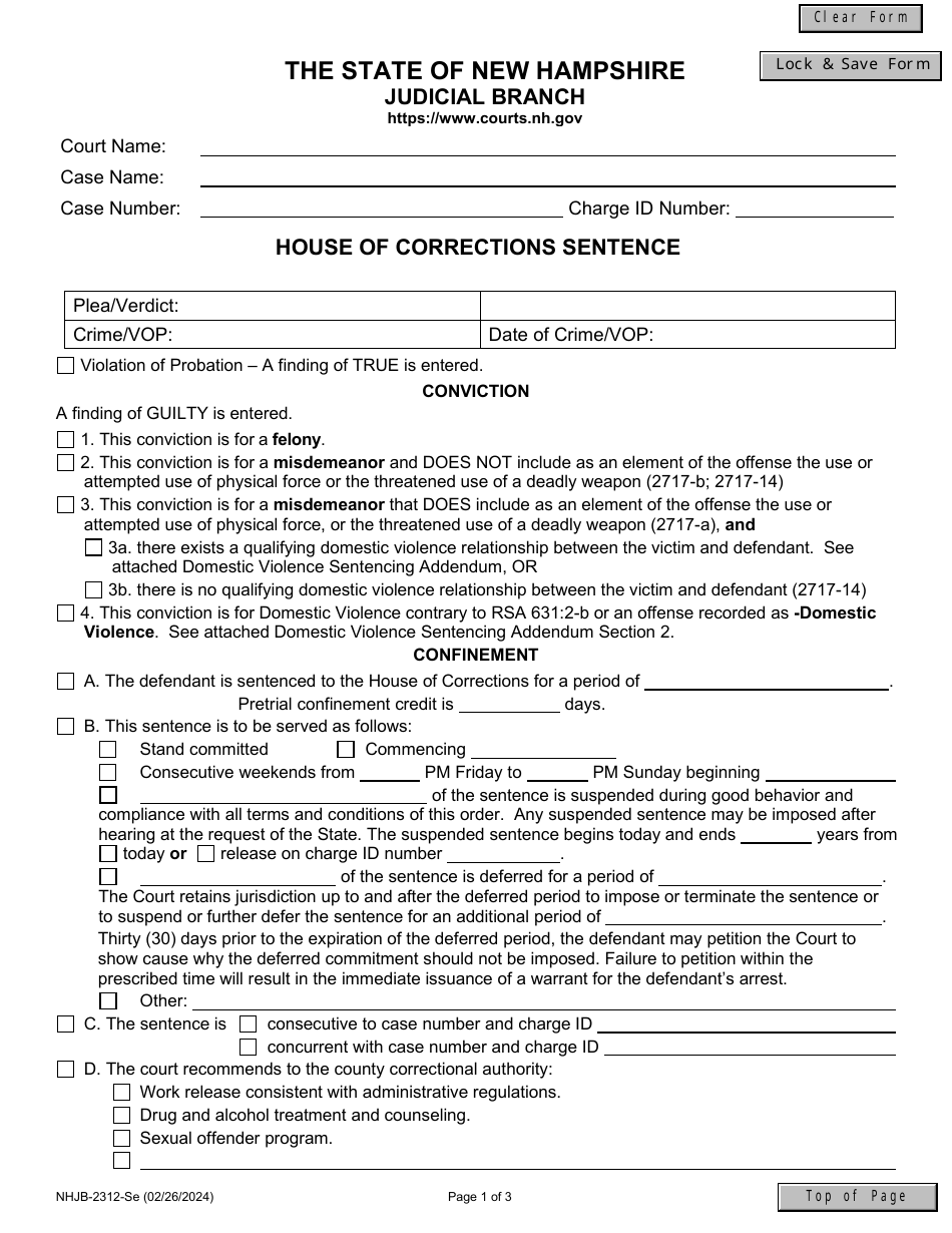 Form NHJB-2312-SE Download Fillable PDF or Fill Online House of ...