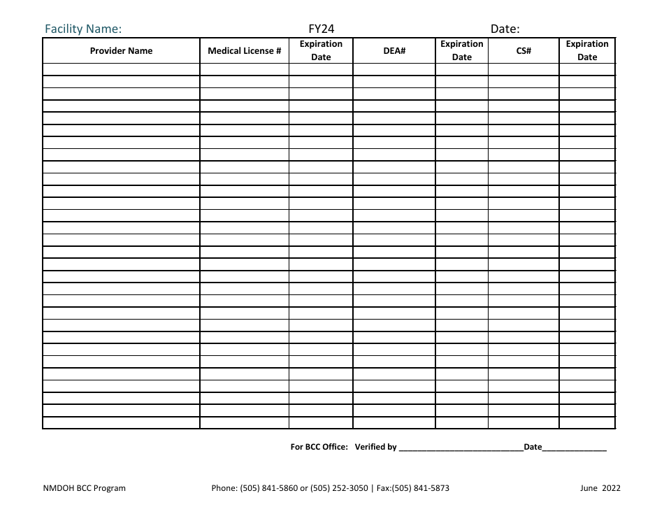 New Mexico Provider Credential List - Breast and Cervical Cancer Early ...