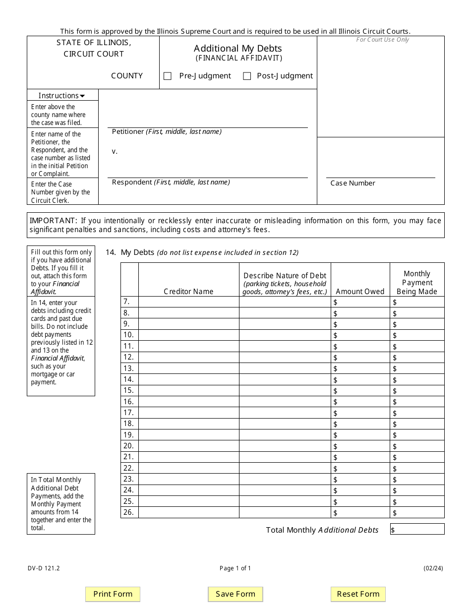 Form DV-D121.2 - Fill Out, Sign Online and Download Fillable PDF ...