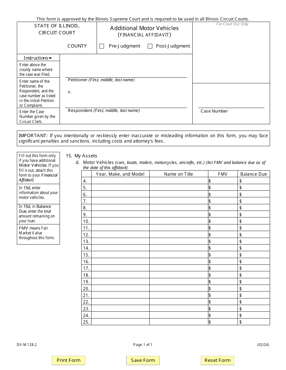 Form DV-M128.2 - Fill Out, Sign Online and Download Fillable PDF, Illinois | Templateroller
