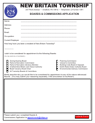 New Britain Township, Pennsylvania Boards and Commissions Application ...