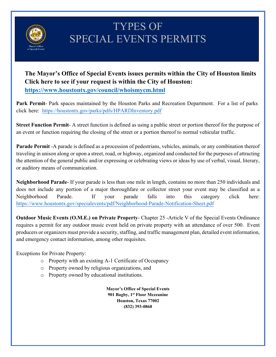 City of Houston, Texas Special Event Application Download Fillable PDF ...