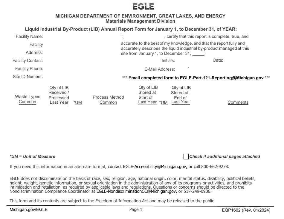 Form EQP1602 Download Fillable PDF or Fill Online Liquid Industrial by ...