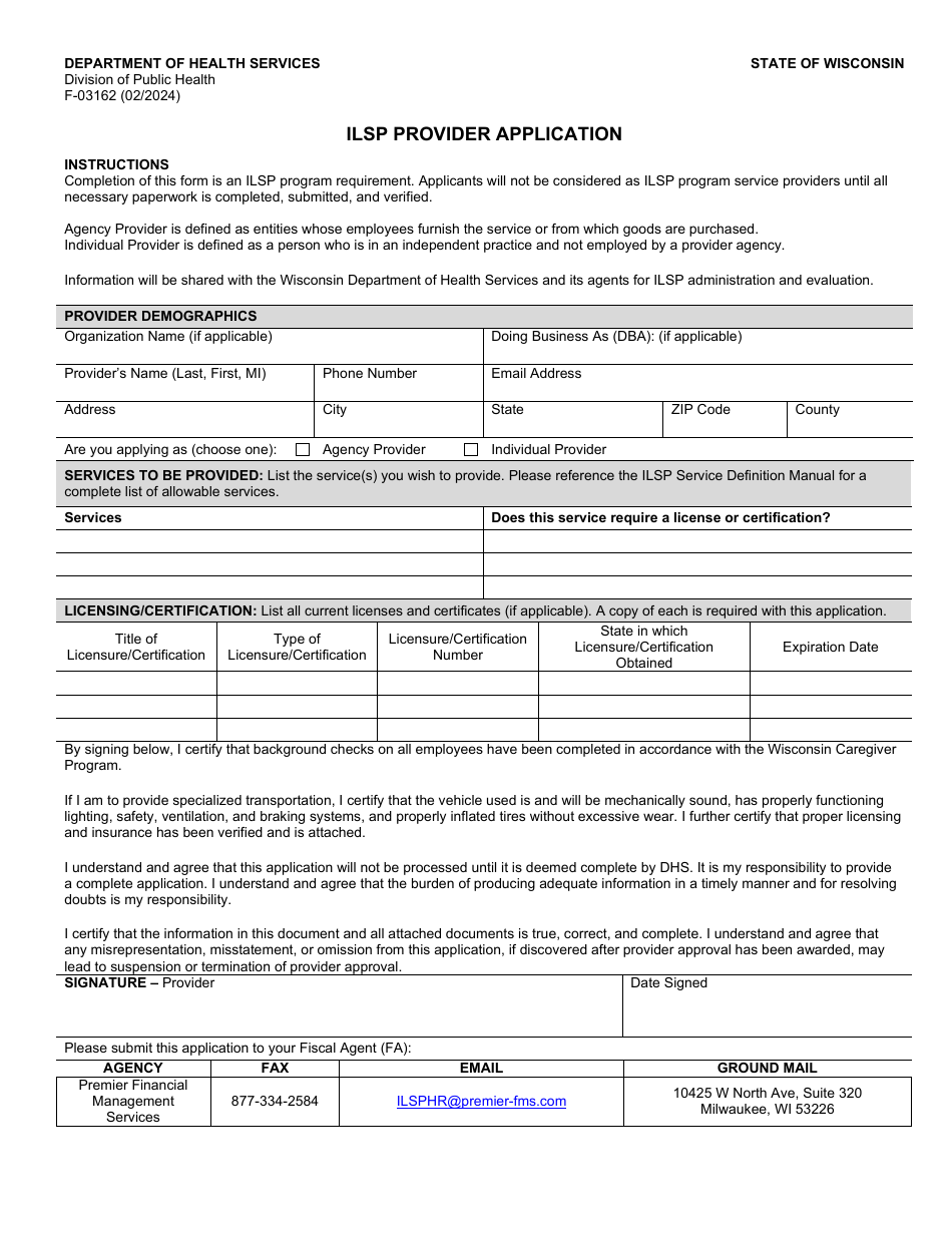 Form F-03162 - Fill Out, Sign Online and Download Fillable PDF ...