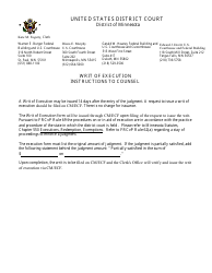 Minnesota Writ of Execution - Fill Out, Sign Online and Download PDF ...