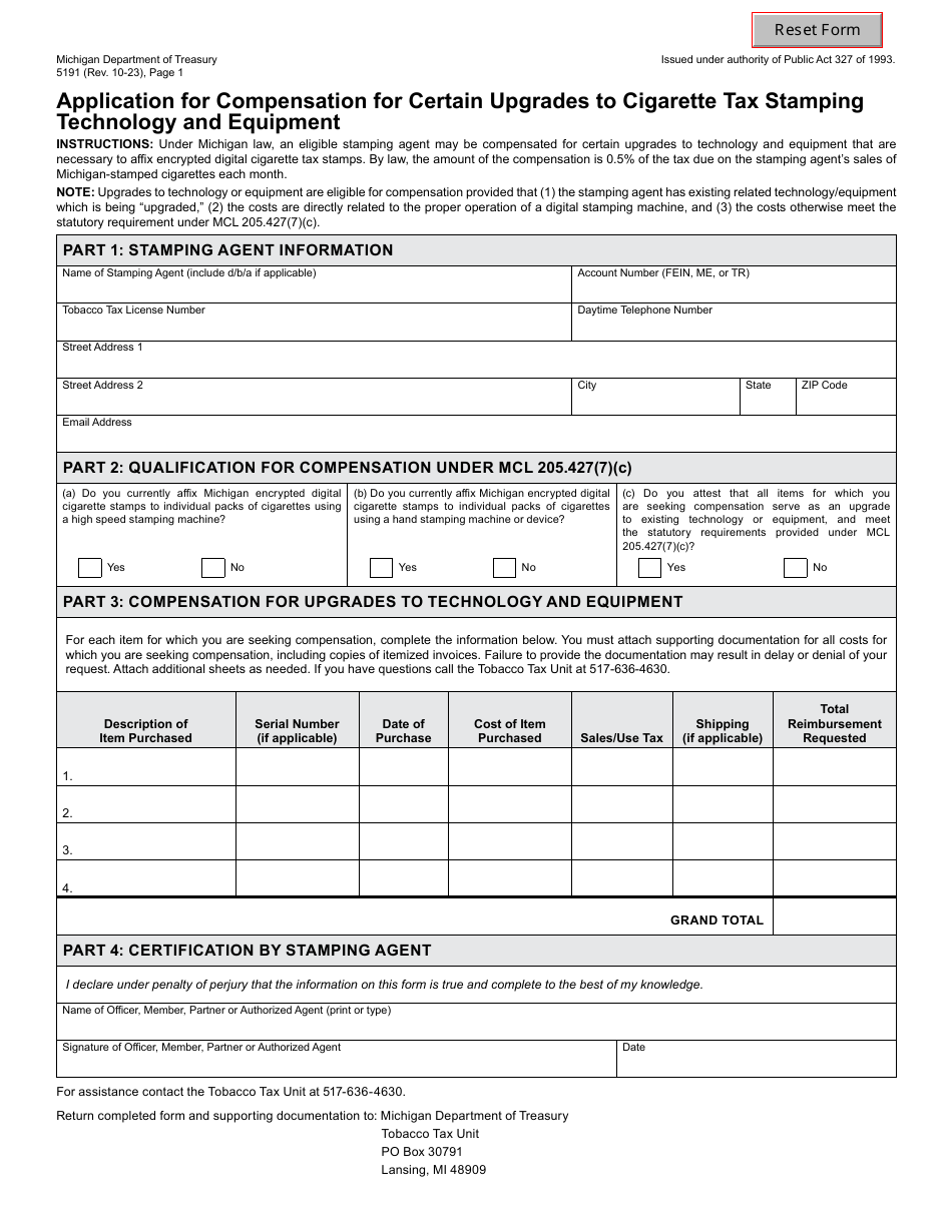 Form 5191 Download Fillable PDF or Fill Online Application for ...