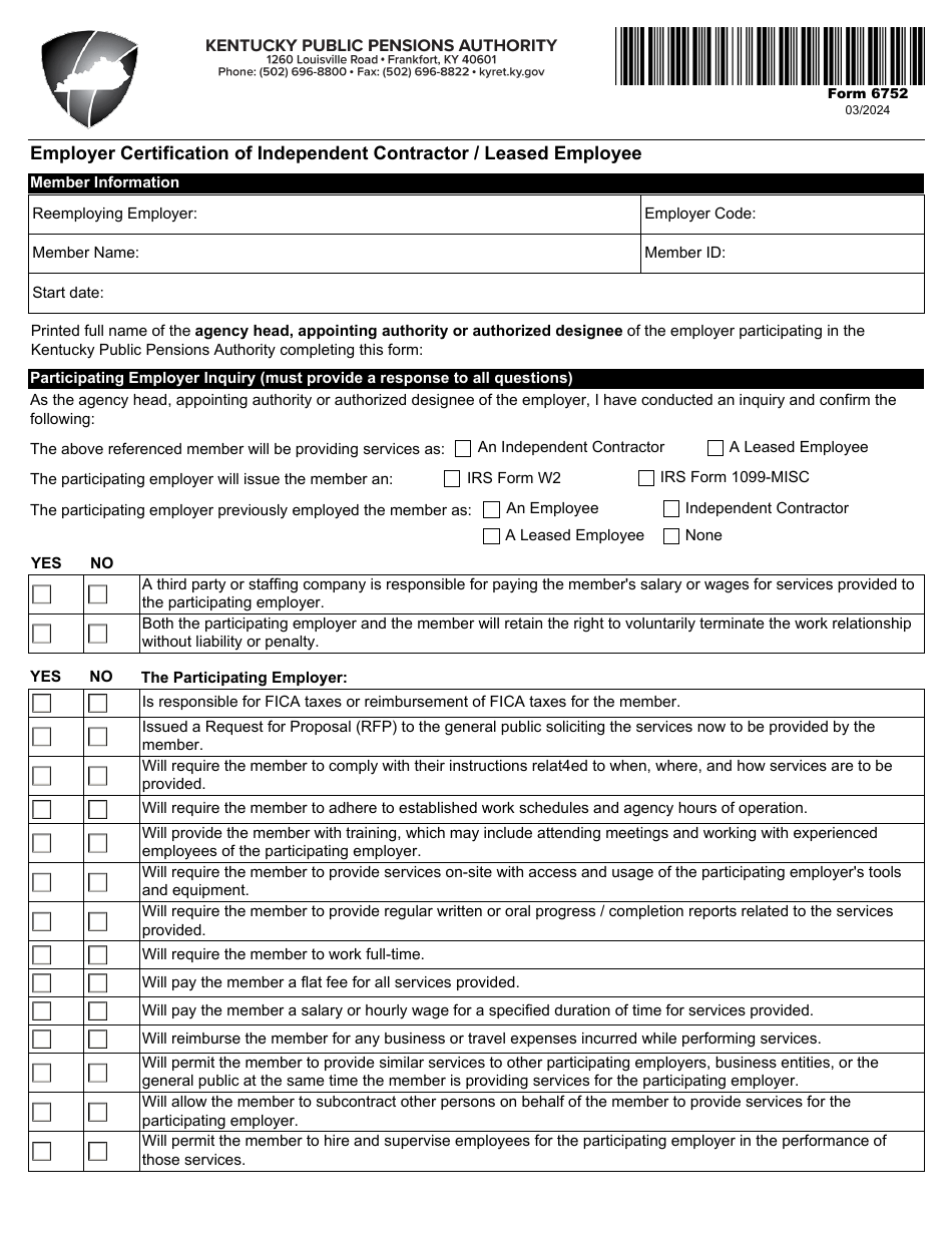 Form 6752 Download Fillable PDF or Fill Online Employer Certification ...